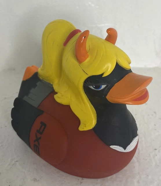 AXE ACCOUTREMENTS RUBBER Duck Ducky Blonde Girl Winking Devil Horns ...