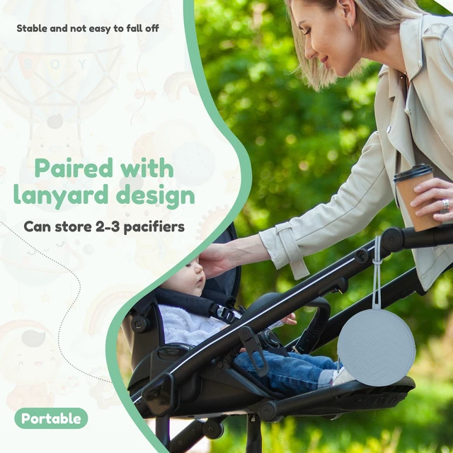 SILICONE DUMMY CONTAINER Portable Baby Pacifier Holder with Lanyard and ...