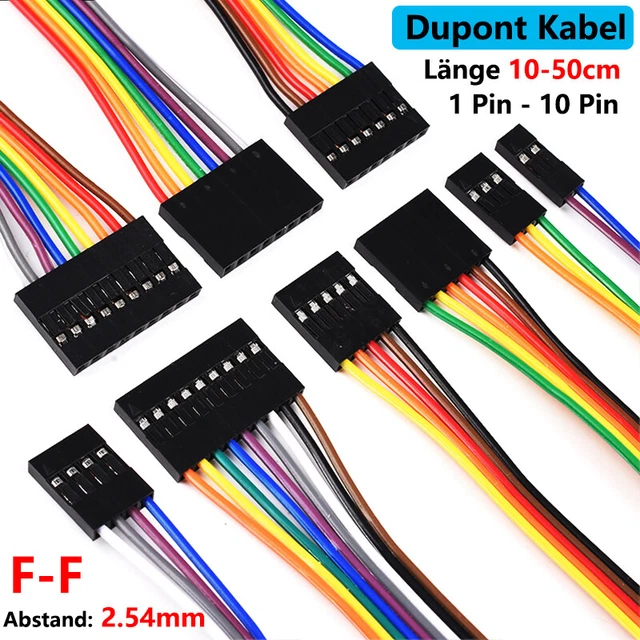 2.54MM FLACHBANDKABEL FLACH Farbig 10/15/20/30/40/50cm F-F Dupont Kabel ...