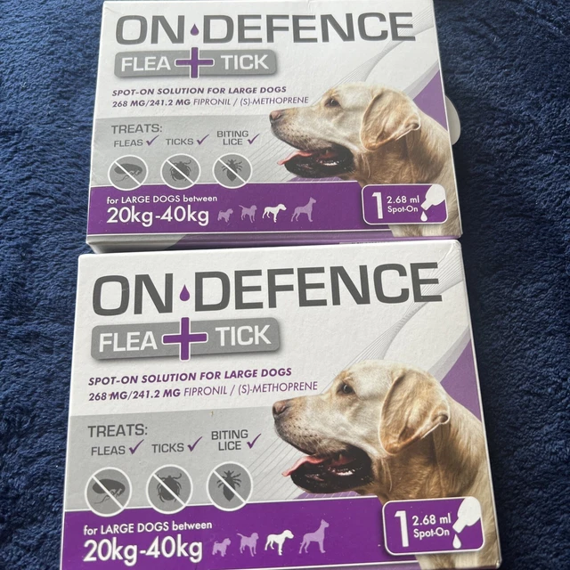 2 X ON Defence Flea+tick For Large Dogs...20-40kg £8.00 - PicClick UK