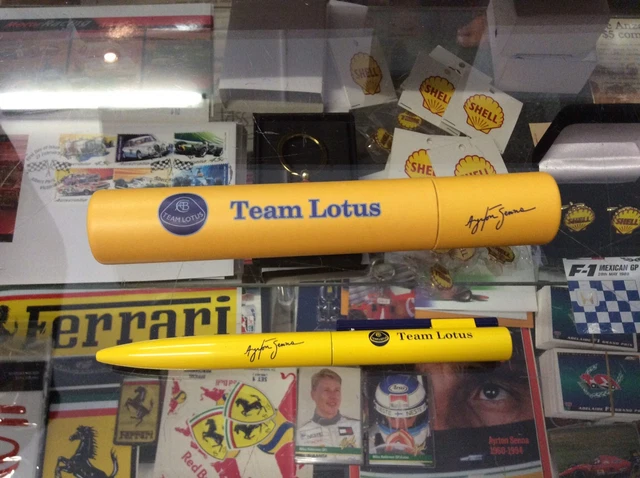 AYRTON SENNA OFFICIAL Team Lotus Yellow Writing Pen With Storage Tube ...