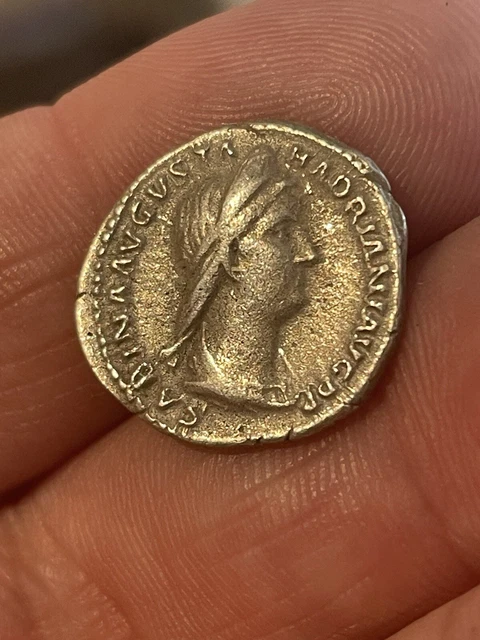 ANTICA MONETA ARGENTO Romano Denario Sabina 117-136 Ad 17Mm 2,6 Grammi ...