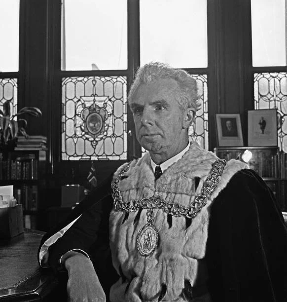 SCOTTISH ACTIVIST & politician Patrick Dollan posed wearing cer- 1941 ...