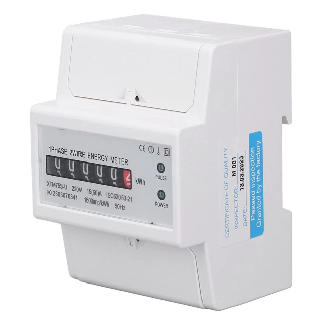 DC220V SINGLE PHASE Energy Meter Digital 4P 35mm Rail Mount Electricity ...