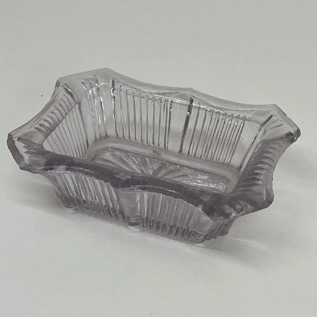VINTAGE MOULDED GLASS Rectangular SALT CELLAR Art Deco Style £4.99 ...