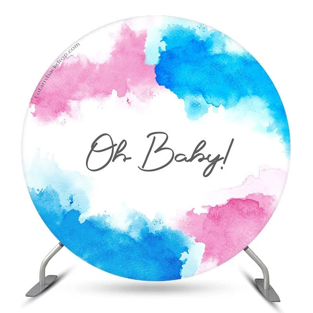 OH BABY PINK Blue Ink Round Baby Shower Backdrop $37.90 - PicClick AU