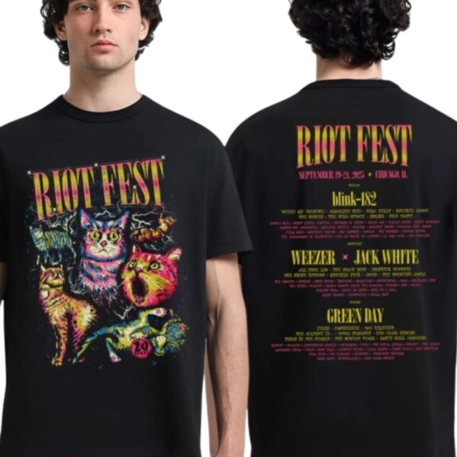 RIOT FEST 2025 Chicago Sep 19-21 Funny Cat Art Concert Lineup ...