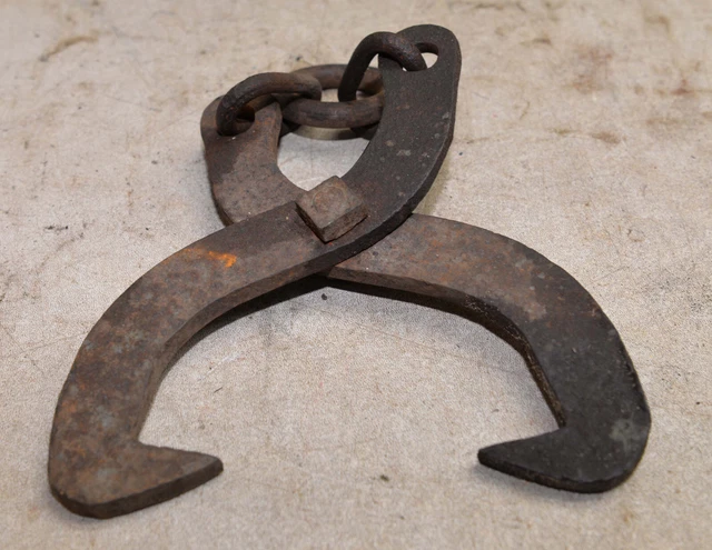 ANTIQUE LOGGING PULLER lumber log drag tractor chain tool collectible ...