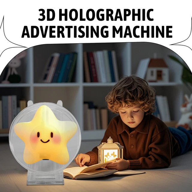3D FAN HOLOGRAM Projector Desktop LED Sign Holographic Lamp Player ...