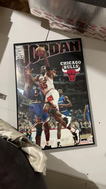 VINTAGE MICHAEL JORDAN +SHAQ Chicago Bulls 1995 Starline framed poster ...