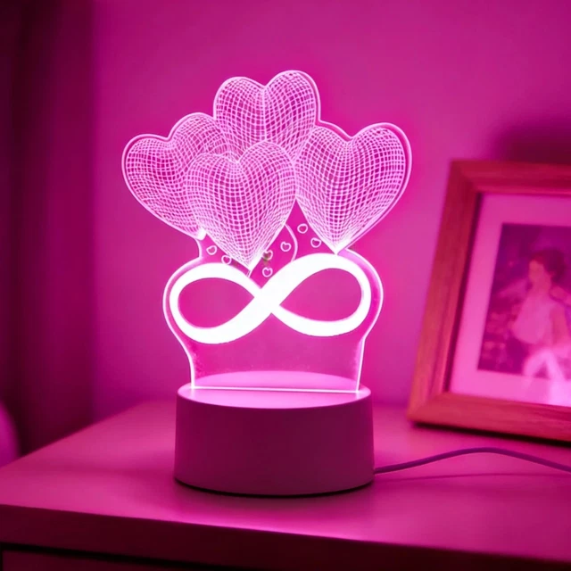 USB 3D LOVE LED Hearts Night Light £11.86 - PicClick UK