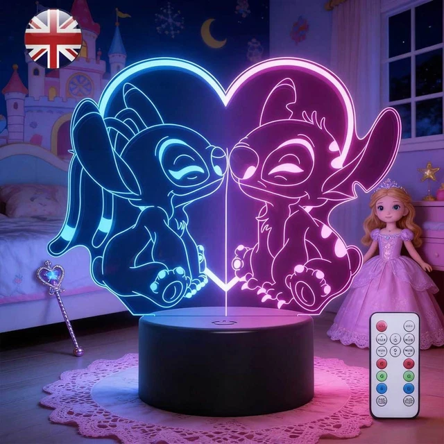STITCH NIGHT LIGHT - 3D LED kids 16Color Changing Touch Lamp with ...