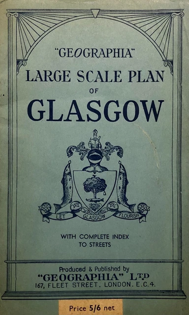 VINTAGE GEOGRAPHIA LARGE Scale Plan / Map of Glasgow £4.75 - PicClick UK