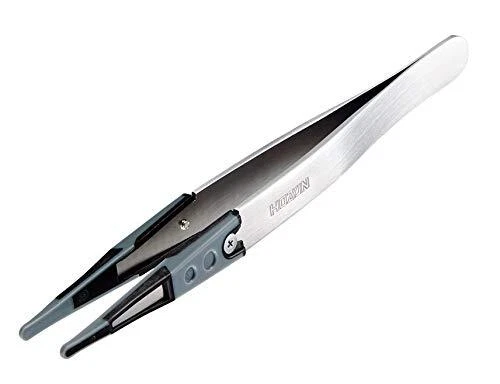 PINZETTE HOZAN ESD punta morbida antistatiche lunghezza totale 125 mm a ...