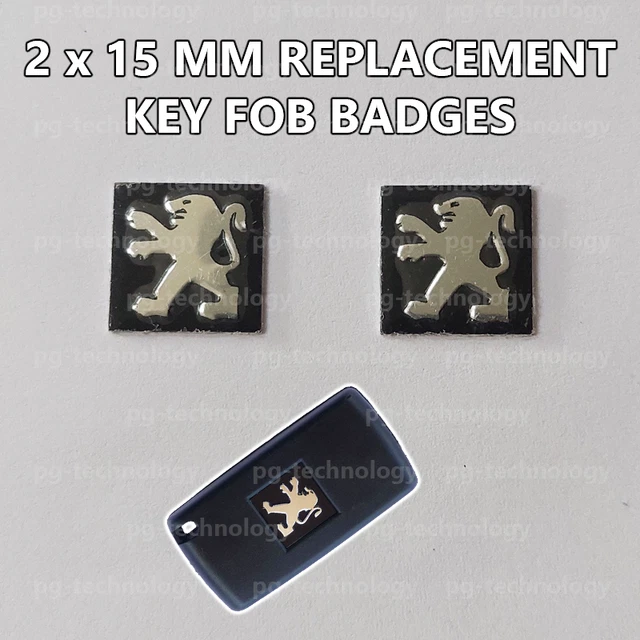 2 X PEUGEOT REMOTE KEY FOB EMBLEM LOGO STICKER BADGE REPLACEMENT 15MM x ...