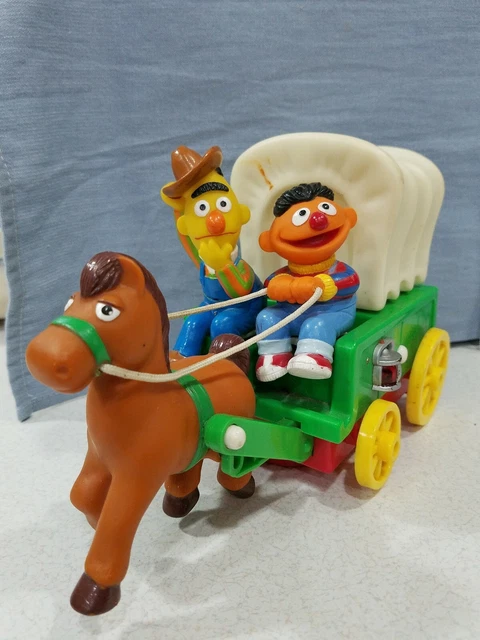 TYCO PRESCHOOL JIM Henson Sesame Street Bert Ernie Horse Wagon Bump ...