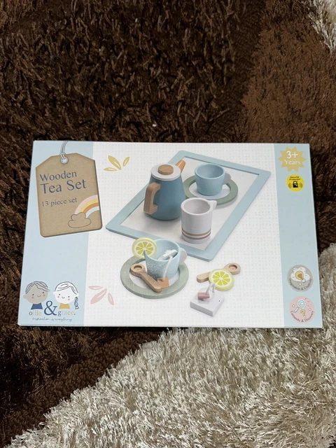 MORRISONS OLLIE & Grace Wooden Tea Set kids gift/present for Xmas and ...