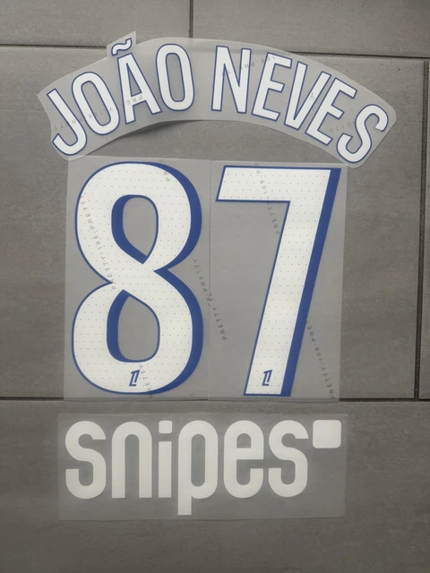 KIT FLOCAGE JOAO NEVES #87 PSG 25-26 Ligue 1 Maillot third LFP + Snipes ...