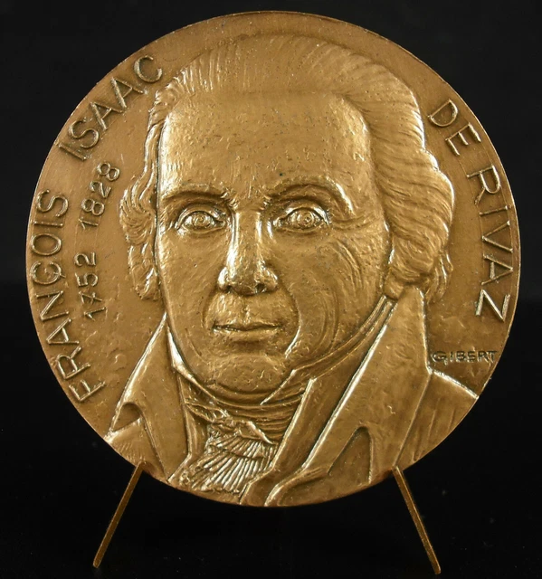 MÉDAILLE FRANÇOIS ISAAC de Rivaz inventeur moteur charette L GIBERT ...