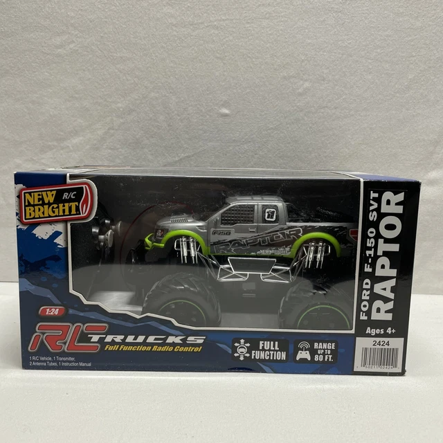 NEW BRIGHT RC Trucks Ford Raptor Silver/Green 1:24 Radio Control Remote ...