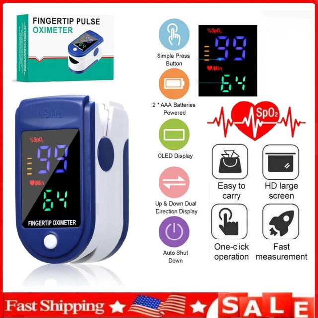 FINGER TIP PULSE Oximeter Meter SpO2 Oxygen Saturation Rate Heart Blood ...