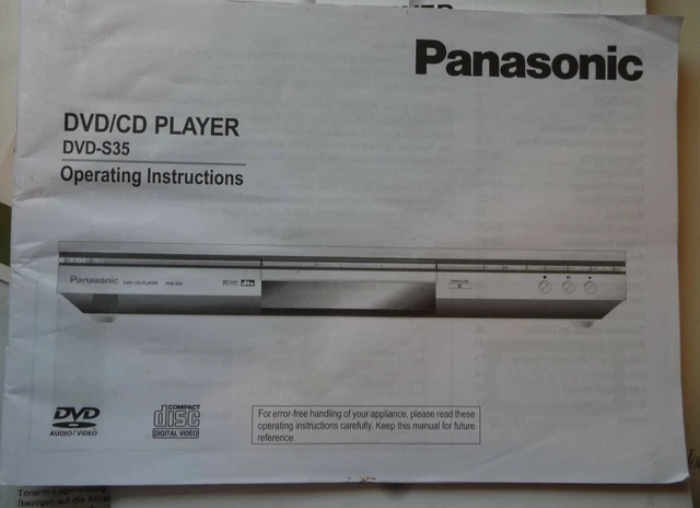 ORIGINAL PANASONIC DVD/CD Player Dvd-S35 Operating Instructions £6.00 ...
