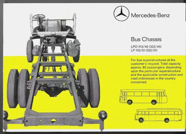 MERCEDES-BENZ LP & LPO 1113 Bus Chassis 1964 UK Market Sales Brochure £ ...