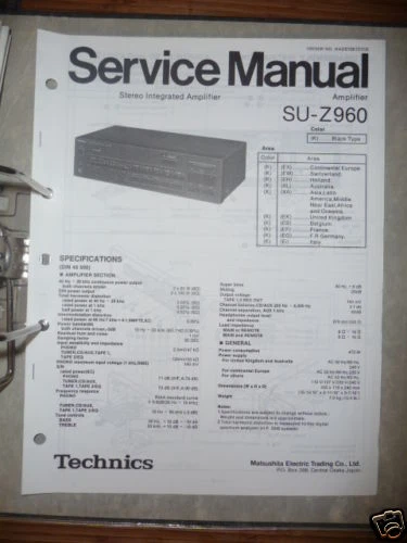 TECHNICS MANUAL DE Servicio SU-Z960 Amplificador, Original EUR 12,70 ...