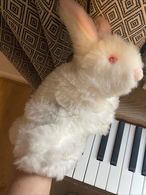 VINTAGE FURRYTAILS FLUPPETS Rabbit Bunny Hand Puppet White Red Pink Eye ...