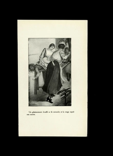 1927 Louis Malteste Illustration Photo Engraving Whip Spanking Bdsm