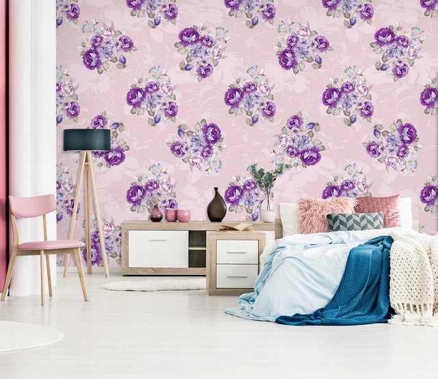 3D PURPLE FLOWER E2921 Wallpaper Mural Paper Wall Print Indoor Murals ...
