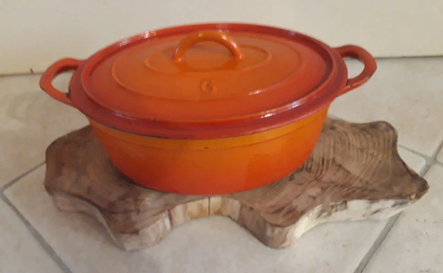 LE CREUSET N°6 Cocotte EN Fonte Emaillée Vintage ORANGE. EUR 20,00 - PicClick IT