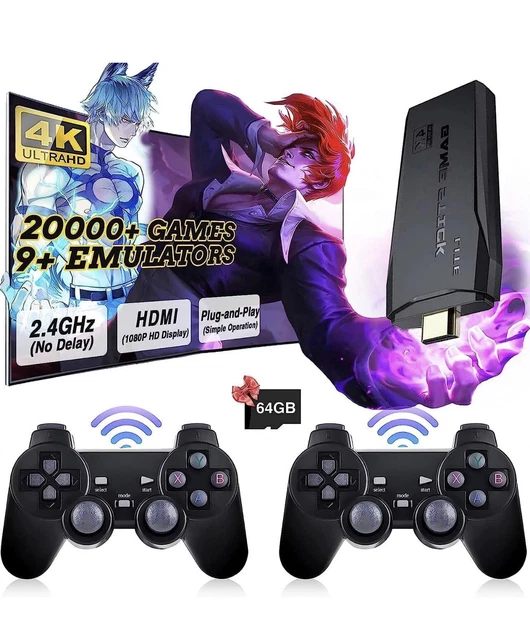 20000+ 4K HDMI TV Video Game Stick Retro Gaming Console +2 Wireless ...