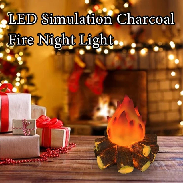 3D LED FAKE Fire Campfire Night Light Decorative Fireplace Decor Night ...