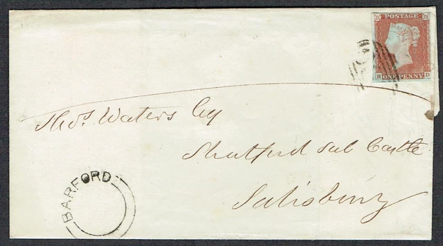 WILTSHIRE PH 1848 1d Red RD, BARFORD to Salisbury, fine UDC £50.00 ...