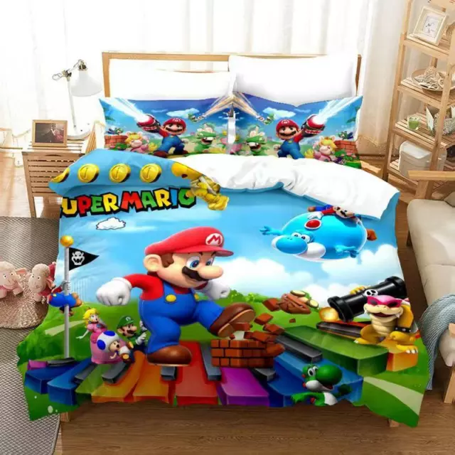 Super Mario Gaming Single Double Queen King Bed Quilt Cover Set £38 47