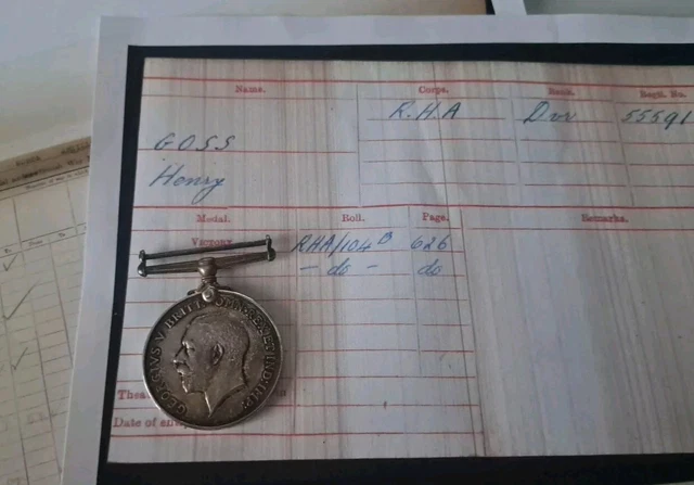 WW1 BRITISH WAR Medal, Driver Henry Goss, Royal Horse Artillery £38.00 ...