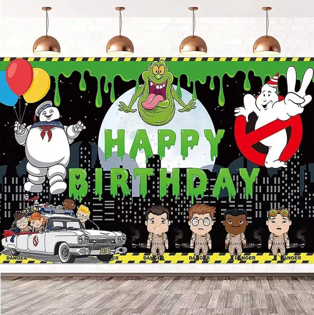 GHOSTBUSTERS BACKDROP HALLOWEEN Birthday Party Photo Background Banner ...