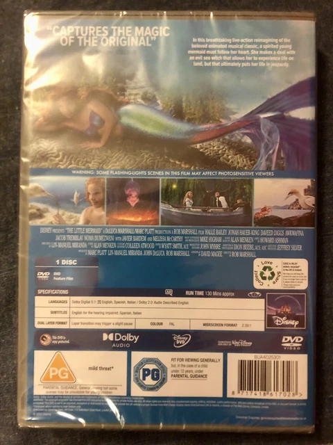 THE LITTLE MERMAID Dvd 2023 Live Action Remake Disney Halle Bailey ...