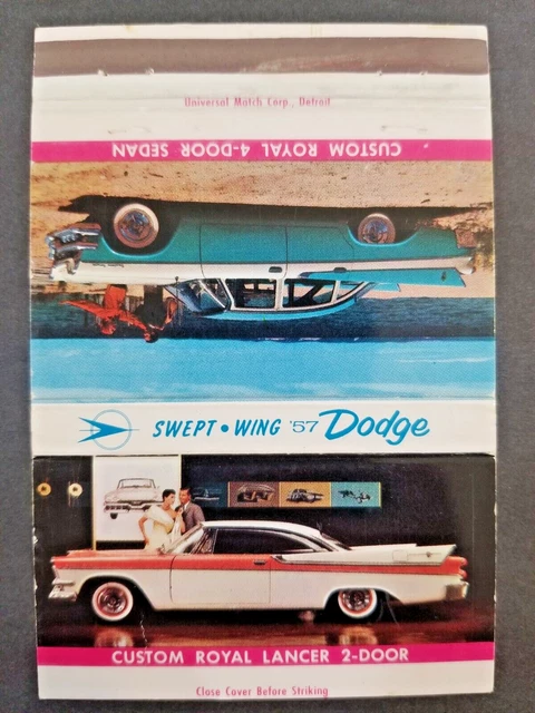 1958 DODGE ROYAL Lancer and Custom Royal Dealership Empty Match Book ...