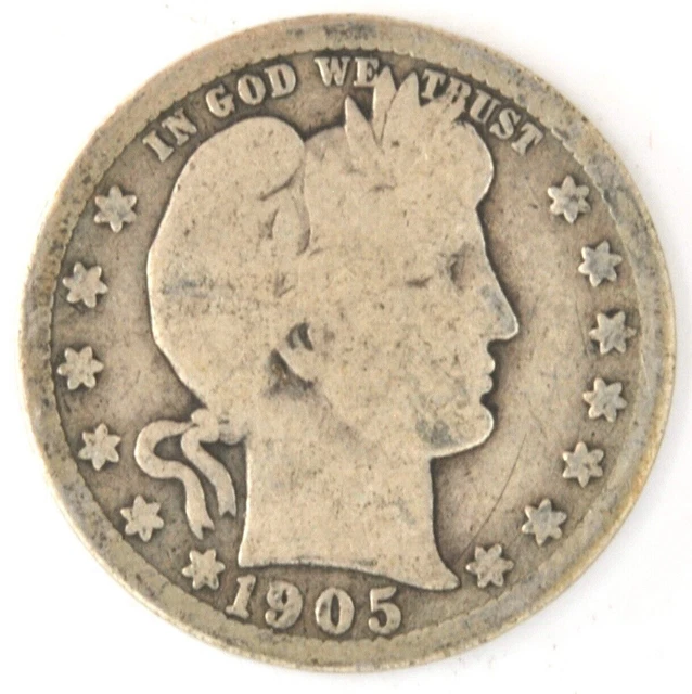 1905 FRISEUR QUARTER Dollar US 0,900 Silber 25 Cent Münze Philadelphia ...