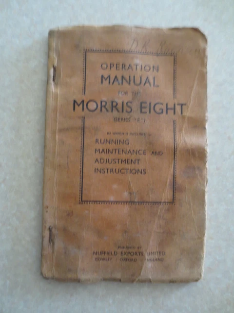 ORIGINAL 1940S MORRIS Eight Series E car owners manual £36.68 - PicClick UK
