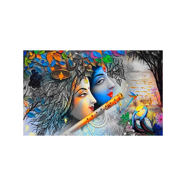 INDIAN TRADITIONAL BEAUTIFUL 3D Radha & Krishna Animated Wall Sticker ...