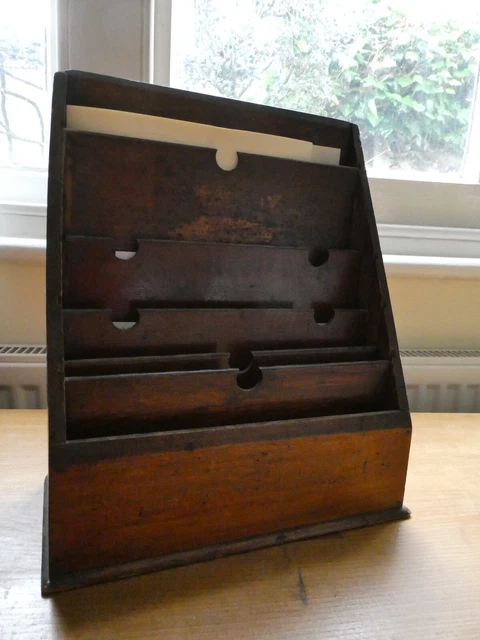 ANTIQUE VICTORIAN DESK Tidy Stationary Letter Rack correspondence oak ...