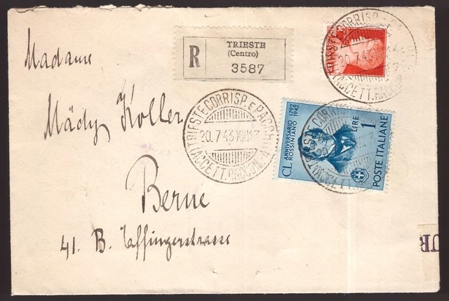 ITALIA REGNO, BUSTA raccomandata del luglio 1943 per la Svizzera -FX08 ...