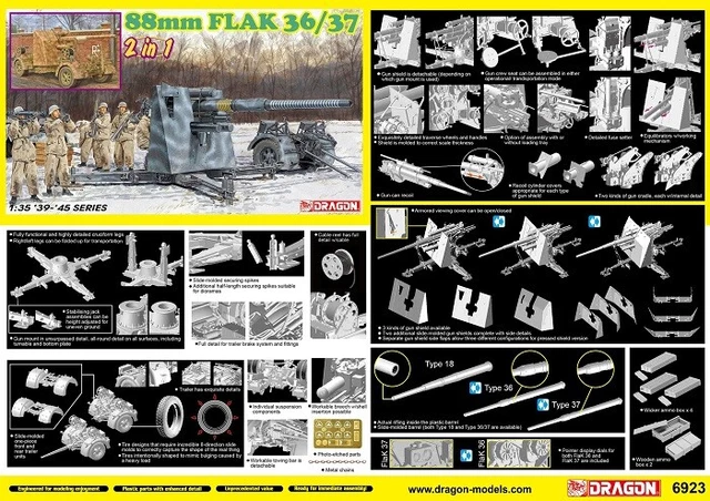 DRAGON 6923 - 1/35 88mm Flak 36/37 (2 IN 1) - Neuf EUR 43,15 - PicClick FR