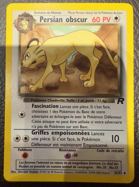 CARTE POKÉMON PERSIAN Obscur 42/82 - Team Rocket - Vf Fr EUR 9,99 ...