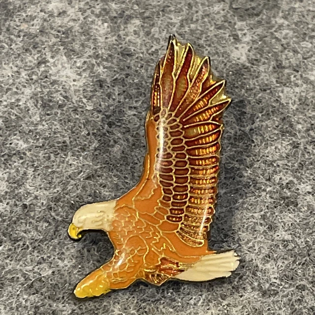 BALD EAGLE FLYING Talons Wings Flight Bird Enamel American USA Vintage ...
