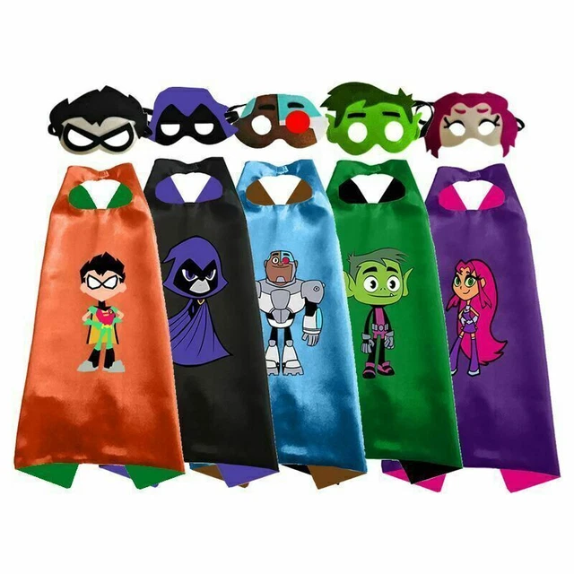 TEEN TITANS CAPE & Mask Superhero Cosplay Costume Kids Raven Robin ...