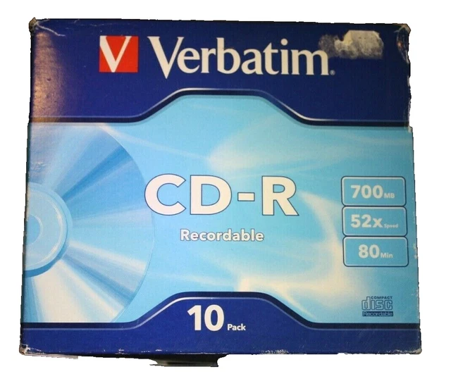 10 PACK VERBATIM CD-R recordable 700mb 52x 80min factory sealed ...